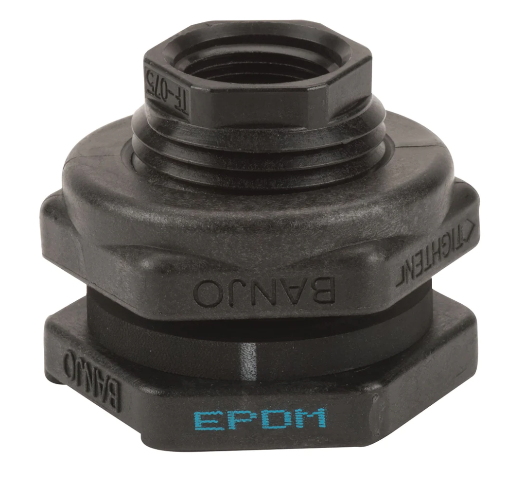 Banjo Bulkhead Tank Fitting,Black | Keystone ProWash Products
